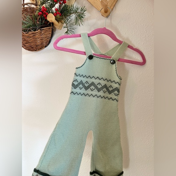 Vintage | Bottoms | Vintage Baby Knit Overalls | Poshmark